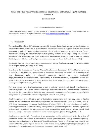 Fiscal discipline, transparency and fiscal governance: a structural ...