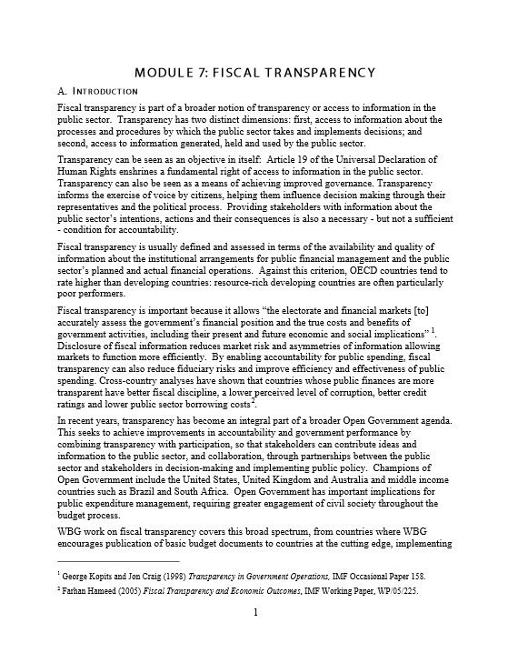 Module 7 – Fiscal Transparency